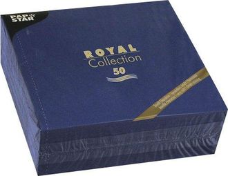 Papstar Papstar Royal Collection 11605 Lot de 50 Serviettes pli&eacute;es en 4 Bleu fonc&eacute; 40 x 40 cm