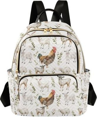Mnsruu Mini sac à dos pour femme - Coq de ferme - Petit sac à dos tendance - Sac à dos décontracté, Multi392, M