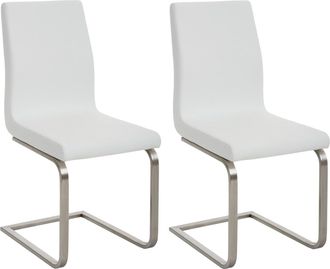 Clp 2er Set Esszimmerst&uuml;hle Belfort, Freischwinger mit Polsterung, Kunstlederbezug, Edelstahlgestell, K&uuml;chenstuhl modern, Farbe:wei&szlig;