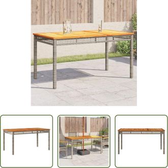 vidaXL Akazienholz - Gartentisch Grau 140x80x75 cm Poly Rattan Akazienholz