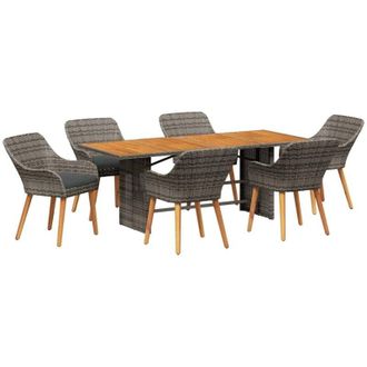 vidaXL Ensemble de salle &agrave; manger pour jardin 7 pcs Gris et marron vidaXL