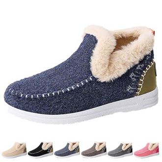 Generic Bottes orthop&eacute;diques en polaire &agrave; enfiler pour homme et femme, chaussures plates avec doublure en peluche, soutien de la vo&ucirc;te plantaire, chaussures c
