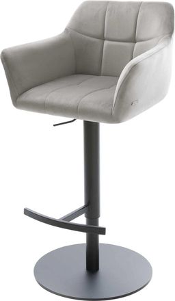 DELIFE Barstuhl Yulo-Flex Drehfu&szlig; h&ouml;henverstellbar Metall Samt Grau