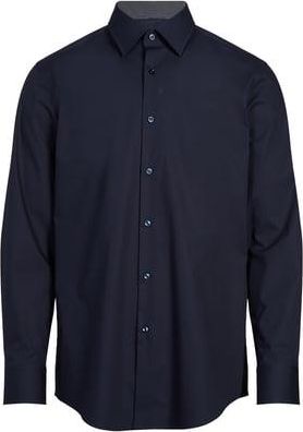 HUGO BOSS Chemise unie en coton m&eacute;lang&eacute;