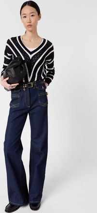 Gerard Darel Pull en crochet &agrave; rayures contrast&eacute;es - LORETTA - Marine