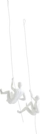 Jotex Human Climbers Dekorative Figuren, 2er-Set Turner f&uuml;r Wanddeko, Rostbraun - Wei&szlig;, 18X21X8 cm