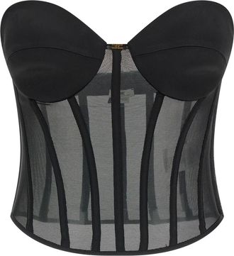 Elisabetta Franchi Femme, Sous-v&ecirc;tements, Noir, Taille: 38 FR Top Bustier en Tulle et Satin