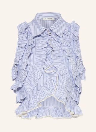 Sandro Sandro Cropped-Blusentop Mit R&uuml;schen blau