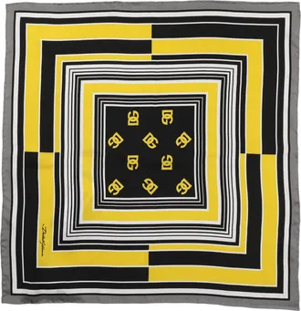 Dolce & Gabbana Silk Logo Square Foulard Scarf - Yellow
