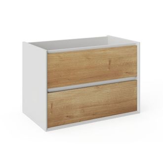 Vente-Unique Vente-unique - Meuble sous vasque suspendu coloris naturel et blanc - 80 cm - lannick