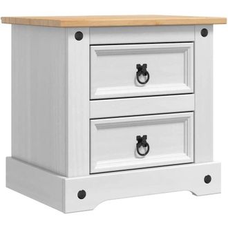 vidaXL Nachttisch Wei&szlig; 53 x 39 x 47 cm Massives Kiefernholz vidaXL