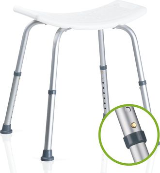 Philips Vivamore Duschhocker - Duschstuhl Höhenverstellbar - Duschhocker für Senioren mit Rutschfesten Füßen - Badhocker Belastbar Bis 150kg - 51x43x57cm - Hö