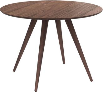 Rendez-Vous D&eacute;co Table ronde 4 personnes en bois fonc&eacute; finition noyer D105 cm - LIWA