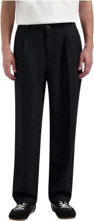 Olaf Hussein Homme, Pantalons, Noir, Taille: XL Regular Twill Pleated Chino