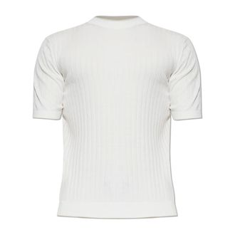 Eleventy Homme, Tops, Beige, Taille: XL T-shirt c&ocirc;tel&eacute; &agrave; col rond