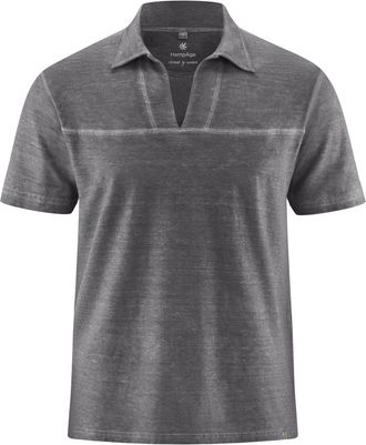 Hempage Hempage Herren vegan T-Shirt Polokragen V-Ausschnitt Hanf Baumwolle Anthrazit