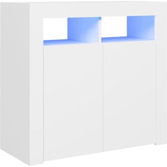 vidaXL Sideboard mit LED-Leuchten Wei&szlig; 80x35x75 cm - Vidaxl