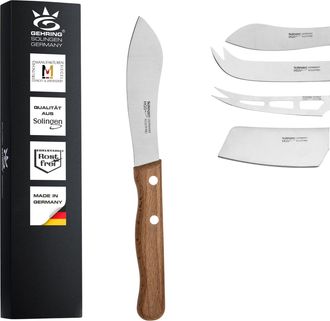 Gehring Solingen Streichk&auml;semesser Serie Look I ergonomischer Buchenholzgriff I K&auml;se Messer I rostfreier Edelstahl I K&auml;se Besteck I Butter Messer I Made in Ge