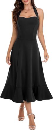 Dresstells Cocktailkleid Damen Elegant Brautkleid Standesamt Confirmationskleider Festliche Ballkleid Kleid Hochzeitsgast Schwarz XL