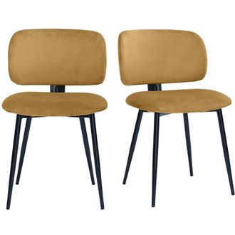 Miliboo Miliboo - Chaises en tissu velours bronze et m&eacute;tal noir (lot de 2) atrium