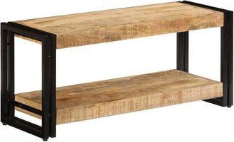 Les Tendances Meuble TV manguier massif clair et métal noir Hozi 90cm