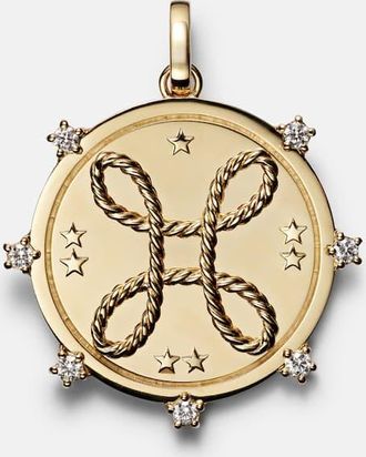 Foundrae Anhänger True Love aus 18kt Gelbgold mit Diamanten