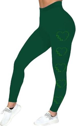Generic Pantalon de yoga pour femme - Pantalon de sport - Legging de sport pour la St Day - Pantalon vert à feuilles - Coupe ajustée - Legging vert irlandais 