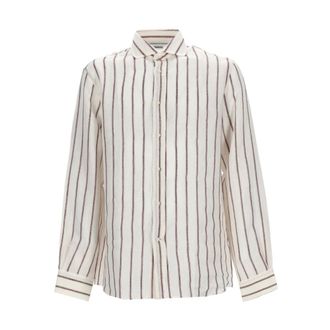 Brunello Cucinelli Chemise en lin ray&eacute;e - Homme - Chemises - Beige - Taille: 3XL
