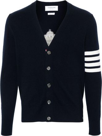 Thom Browne cardigan en laine vierge à 4 bandes signature - Bleu
