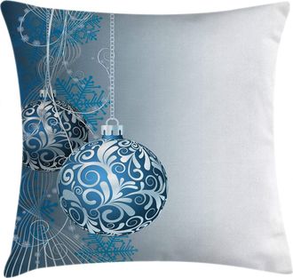 Abakuhaus Weihnachten Kissenbezug, Schneeflockemotiven Strudel, Wasser und Schmutz resistent Stoff Digital Druck Für den Innen oder Außen Bereich, 40 x 40 cm, B