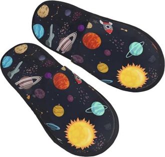 Generic Pantoufle Maison Plan&egrave;tes Et Vaisseaux Spatiaux En Carton Hiver Pantoufles Portative Hiver Chaussures Chaudes Confortable Chaussons Maison Pour H&ocirc;tels