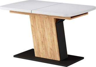 Vicco Esstisch Fenaro, Weiß/Schwarz/Goldkraft Eiche, 120 x 80 cm ausziehbar, Vicco