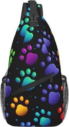 Generic Sacoche Homme Bandouliere Empreinte de patte color&eacute;e R&eacute;glable Sac De Poitrine Antivol Sac Poitrine pour Cyclisme &eacute;cole Femme