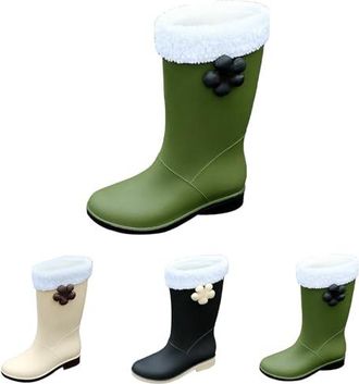 Generic Wellington Bottes de pluie mi-mollet pour femme avec doublure en peluche, imperm&eacute;ables, antid&eacute;rapantes, bottines Chelsea bottines de neige, bottes dhi