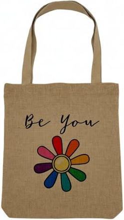 Fabulous Sac Shopping Tote Bag Aspect Lin - Be You LGBTQ+ Gay Lesbian Pride Flower - Sac de Courses Toile Epaisse 360g Beige Naturel Cabas Port&eacute; Epaule Solide 