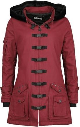 Gothicana by EMP Femme Veste de transition rouge fonc&eacute; l&eacute;g&egrave;rement doubl&eacute;e avec fente dacc&egrave;s &agrave; larri&egrave;re XL