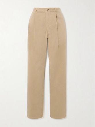 Ralph Lauren Collection Pantalon Droit En Serge De Coton Peign&eacute; &Agrave; Plis Fallon - Neutres