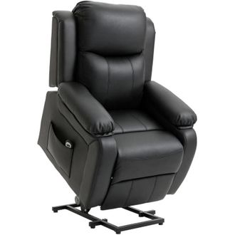 HOMCOM Fauteuil releveur &eacute;lectrique - HOMCOM - repose-pied, dossier inclinable, t&eacute;l&eacute;commande - rev&ecirc;tement en PU - 76x90x105cm - noir