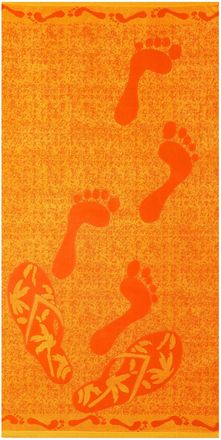 Betz Velours Strandtuch XXL Badetuch 75x150cm Duschtuch 100% Baumwolle Dessin: F&Uuml;&szlig;E Farbe: orange