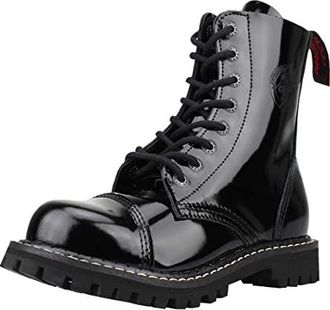 Angry Itch Angry ITCH Bottes Army Ranger à 8 trous en cuir verni avec embout en acier EU 36-48, Noir, 40 EU