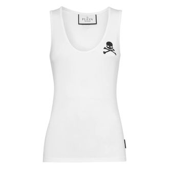 Philipp Plein Femme, Tops, Blanc, Taille: 42 FR Tank Top Skull&Bones