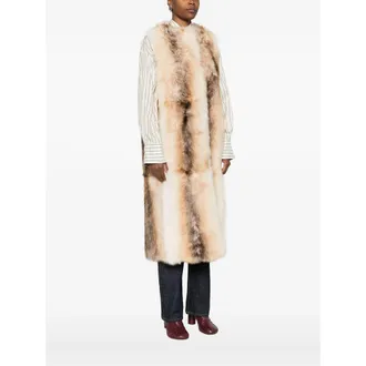 Yves Salomon Striped Fur Panelled Vest - Beige