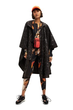 Desigual Damen Poncho_colorama Colima, 2000 Black PONCHO, Schwarz, Einheitsgröße EU