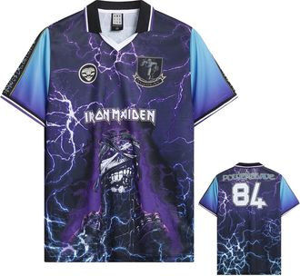 Amplified Rock FC Fussball Kurzarm Trikot mit Kragen - Iron Maiden - Powerslave, XXL, Herren, Damen,Musik Fan-Shirt, Festival, BandMerch, Band-Shirt, T-Shirt