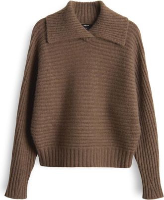 OPUS Damen Pullover | PURIKA Regular Rippstrickpullover mit Fledermaus&auml;rmeln Cocoa, 38