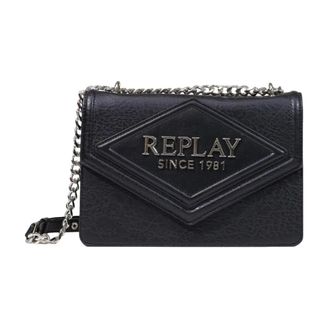 Replay Umh&auml;ngetasche mit geh&auml;mmertem Logo-Print - - Bags - Damen - Schwarzk - ONE SIZE