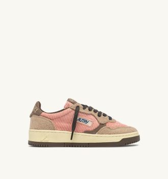 Autry SNEAKERS MEDALIST LOW VELVET PINK DOLPHIN CHOCOLATE CHIP E FEATHER GRAY