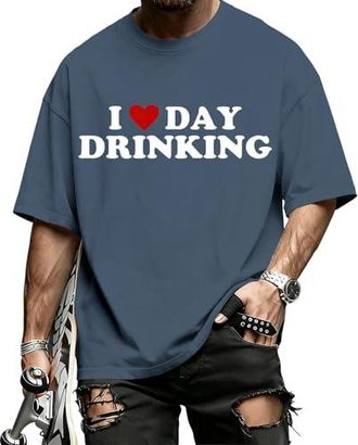 Generic T-shirts amusants pour hommes - Lettres imprim&eacute;es col rond en coton T-shirts d&eacute;contract&eacute;s tendance tendance coupe ample T-shirt quotidien vacances, no