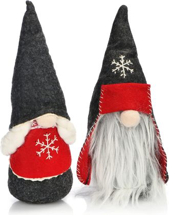 Com-Four 2X Premium Weihnachts-Wichtelpaar Gr.M für die Weihnachtsdeko, Nordpol-Figuren als winterliche Dekoartikel, Niedlicher Kantenhocker als Raumschmuck od