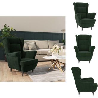 vidaXL Sessel Dunkelgr&uuml;n Samt - Samtsessel - Dunkelgr&uuml;ner Sessel - Sessel Wohnzimmer - Bequemes Sofa - Armlehnstuhl